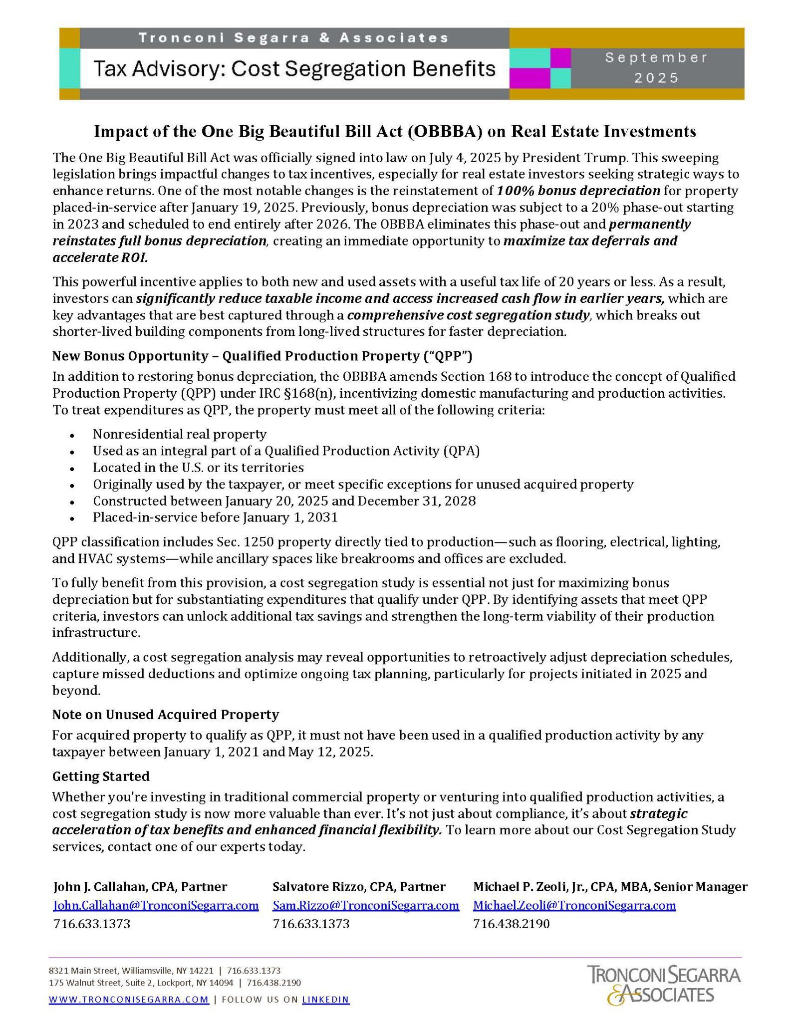 NEW – Summer 2025 Small Business Newsletter – Tax Reform – Tronconi ...